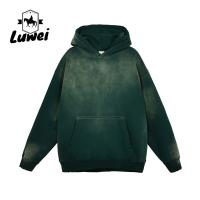 China Wholesale Cropped Top Fashion Jumper Patchwork Blank Gradient Wash Vintage 380g Polar Fleece 52%cotton Heavy Hoodies for sale
