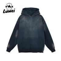 China Wholesale Cropped Top Fashion Jumper Patchwork Blank Gradient Wash Vintage 380g Polar Fleece 52%cotton Heavy Hoodies for sale