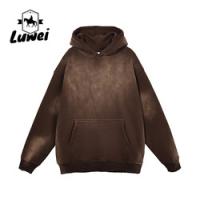 China Wholesale Cropped Top Fashion Jumper Patchwork Blank Gradient Wash Vintage 380g Polar Fleece 52%cotton Heavy Hoodies for sale