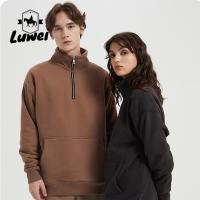 China Designer Men Street Hoody Sweatshirt Crop Top Slim 380g 95% Cotton Half Zip Stand Collar Street Wear Hoodie for sale