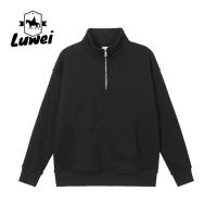 China Designer Men Street Hoody Sweatshirt Crop Top Slim 380g 95% Cotton Half Zip Stand Collar Street Wear Hoodie for sale