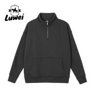 China Designer Men Street Hoody Sweatshirt Crop Top Slim 380g 95% Cotton Half Zip Stand Collar Street Wear Hoodie for sale
