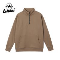 China Designer Men Street Hoody Sweatshirt Crop Top Slim 380g 95% Cotton Half Zip Stand Collar Street Wear Hoodie for sale