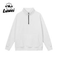 China Designer Men Street Hoody Sweatshirt Crop Top Slim 380g 95% Cotton Half Zip Stand Collar Street Wear Hoodie for sale