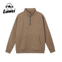 China Designer Men Street Hoody Sweatshirt Crop Top Slim 380g 95% Cotton Half Zip Stand Collar Street Wear Hoodie for sale