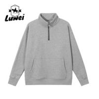 China Designer Men Street Hoody Sweatshirt Crop Top Slim 380g 95% Cotton Half Zip Stand Collar Street Wear Hoodie for sale