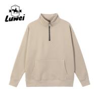 China Designer Men Street Hoody Sweatshirt Crop Top Slim 380g 95% Cotton Half Zip Stand Collar Street Wear Hoodie for sale