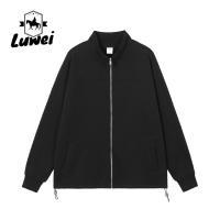 China Winter Zipper Stand Collar Printed Black Jogger Soft 400g Polar Fleece Thicken Hoodie Mens Pullover Hoody with Zipper for sale