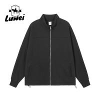 China Winter Zipper Stand Collar Printed Black Jogger Soft 400g Polar Fleece Thicken Hoodie Mens Pullover Hoody with Zipper for sale