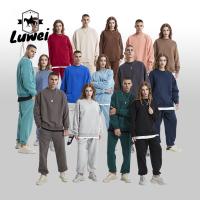 China Custom Embroidery Washed 360g Polar Fleece Solid Color Round Neck Oversized Plus Size Men's Hoodies & Sweatshirts for sale