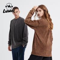 China Drop Shoulder Men Graphic Oversized Plain Sweatshirts 250g Long Sleeve Washed Vintage 100% Cotton Heavy Hoodie for sale