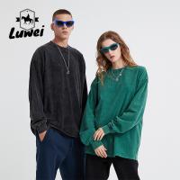 China Drop Shoulder Men Graphic Oversized Plain Sweatshirts 250g Long Sleeve Washed Vintage 100% Cotton Heavy Hoodie for sale