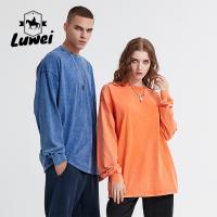 China Drop Shoulder Men Graphic Oversized Plain Sweatshirts 250g Long Sleeve Washed Vintage 100% Cotton Heavy Hoodie for sale