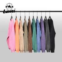 China Drop Shoulder Men Graphic Oversized Plain Sweatshirts 250g Long Sleeve Washed Vintage 100% Cotton Heavy Hoodie for sale