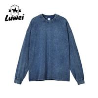 China Drop Shoulder Men Graphic Oversized Plain Sweatshirts 250g Long Sleeve Washed Vintage 100% Cotton Heavy Hoodie for sale