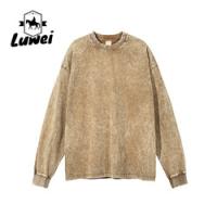 China Drop Shoulder Men Graphic Oversized Plain Sweatshirts 250g Long Sleeve Washed Vintage 100% Cotton Heavy Hoodie for sale