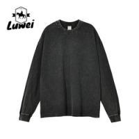 China Drop Shoulder Men Graphic Oversized Plain Sweatshirts 250g Long Sleeve Washed Vintage 100% Cotton Heavy Hoodie for sale
