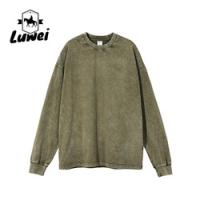 China Drop Shoulder Men Graphic Oversized Plain Sweatshirts 250g Long Sleeve Washed Vintage 100% Cotton Heavy Hoodie for sale