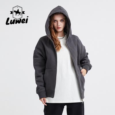 China Zip Up Heavyweight Cotton Hoodie Cropped Winter Polyester Solid Male Black for sale