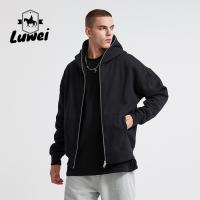 China Zip Plain Street Wear Hoodie Men Slim Heavyweight Cotton Sweatshirt for sale