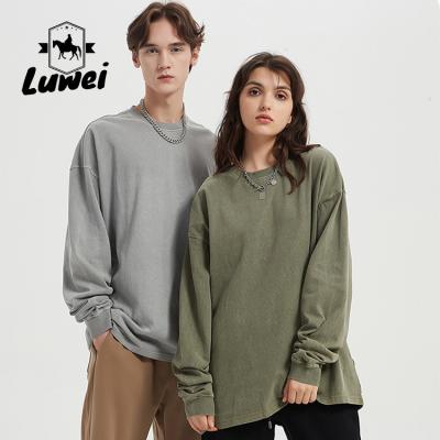 China Long Sleeve Heavyweight Cotton Hoodie Grey Crew Neck Vintage Man Sweatshirts for sale