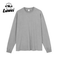 China Long Sleeve Heavyweight Cotton Hoodie Grey Crew Neck Vintage Man Sweatshirts for sale
