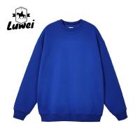 China Custom Long Sleeve Solid Color Clothing Organic Embroidery Oversize Man Pullover Round Neck Blank Hoodie for sale