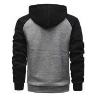 China Autumn and winter new coat color contrast zipper cardigan plus velvet hoodie men's large size casual hooded  men's for sale