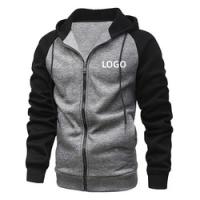 China Autumn and winter new coat color contrast zipper cardigan plus velvet hoodie men's large size casual hooded  men's for sale