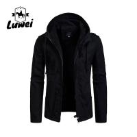 China Winter Windproof Thin Work Outwear Blank Utility Cardigan Buttons Long Drawstring Hooded Coat Trench Men Jacket for sale