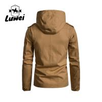 China Winter Windproof Thin Work Outwear Blank Utility Cardigan Buttons Long Drawstring Hooded Coat Trench Men Jacket for sale