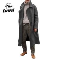 China Winter Outerwear Classictrench Breasted Plaid Utility Long Trench Coat Slim Fit Single Long Breasted Men Jacket for sale