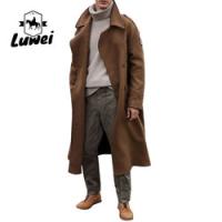 China Winter Outerwear Classictrench Breasted Plaid Utility Long Trench Coat Slim Fit Single Long Breasted Men Jacket for sale