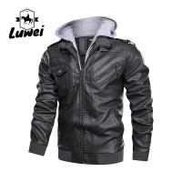 China Custom Sport Windbreaker Hooded Utility Water Proof Outwear Motorcycle Parka Pu Faux Leather Jacket for Male for sale