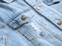 China Fashion Designer Casual Polyester Cotton Utility Lapel Button Slim Fit Mens Outdoor Streetwear Hole Denim Jacket for sale
