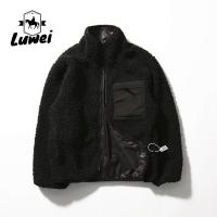 China Winter Coat Polar Solid Color Stand Collar Zipper Utility Loose Long Sleeve Oversize Custom Sherpa Fleece Jacket for Men for sale