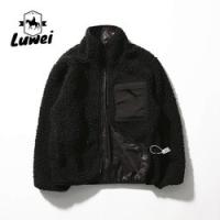 China Winter Coat Polar Solid Color Stand Collar Zipper Utility Loose Long Sleeve Oversize Custom Sherpa Fleece Jacket for Men for sale