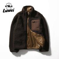 China Winter Coat Polar Solid Color Stand Collar Zipper Utility Loose Long Sleeve Oversize Custom Sherpa Fleece Jacket for Men for sale