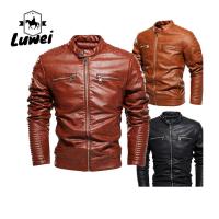 China Winter Jaket Wholesale Retro Windbreaker Utility Black Blank Crop Parka Stand Collar Pu Leather Motorcycles Jaket for sale
