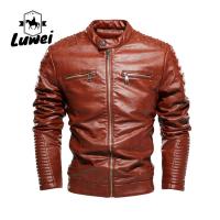 China Winter Jaket Wholesale Retro Windbreaker Utility Black Blank Crop Parka Stand Collar Pu Leather Motorcycles Jaket for sale