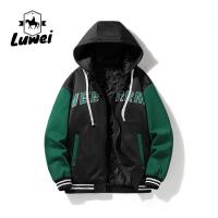 China Fashion Hip Hop Streetwear Outdoor Embroidery Utility Motorcycle College Hooded Baseball Men Jacket with Custom Logo for sale