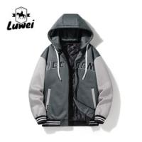 China Fashion Hip Hop Streetwear Outdoor Embroidery Utility Motorcycle College Hooded Baseball Men Jacket with Custom Logo for sale