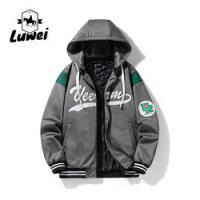 China Fashion Hip Hop Streetwear Outdoor Embroidery Utility Motorcycle College Hooded Baseball Men Jacket with Custom Logo for sale