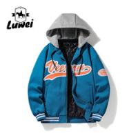 China Fashion Hip Hop Streetwear Outdoor Embroidery Utility Motorcycle College Hooded Baseball Men Jacket with Custom Logo for sale