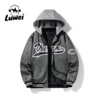 China Fashion Hip Hop Streetwear Outdoor Embroidery Utility Motorcycle College Hooded Baseball Men Jacket with Custom Logo for sale