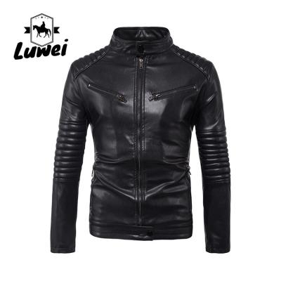 China Oem Custom Logo Oversize Waterproof Blouson Utility Motorcycle Coat Pu Leather Stand Collar Men Jackets for sale