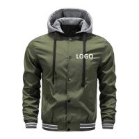 China Custom wholesale print logo blank plain polyester black boys bomber baseball varsity jacket for men for sale