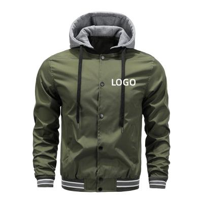China Custom wholesale print logo blank plain polyester black boys bomber baseball varsity jacket for men for sale