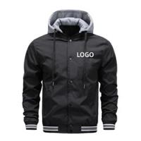 China Custom wholesale print logo blank plain polyester black boys bomber baseball varsity jacket for men for sale