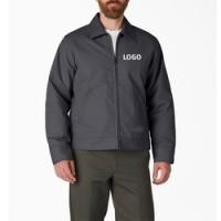 China Custom Hand Pockets Turn Down Collar Zip Up Lined Front Durable Chino Twill Cotton Workwear Heavy Cotton Work Jacket for Men for sale